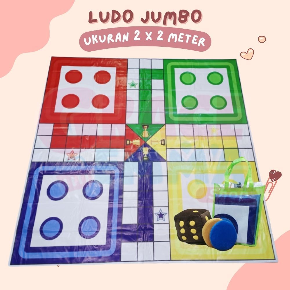 Jual LUDO JUMBO PERMAIAN EDUKASI ANAK UKURAN 2 X 2 METER FREE BANTAL DADU DAN PIN LUDO BARU ...