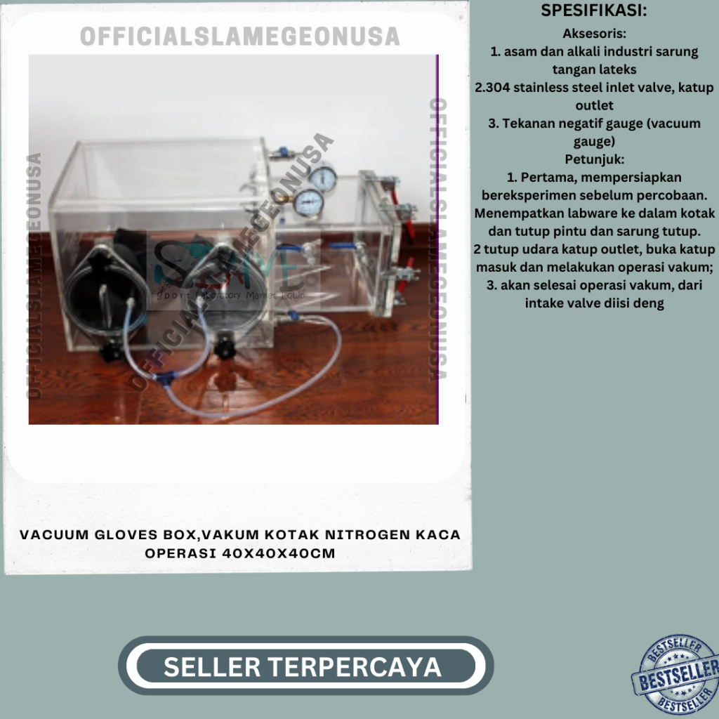 Jual ECO Vacuum Gloves Box,Vakum Kotak Nitrogen Kaca Operasi 40x40x40cm ...