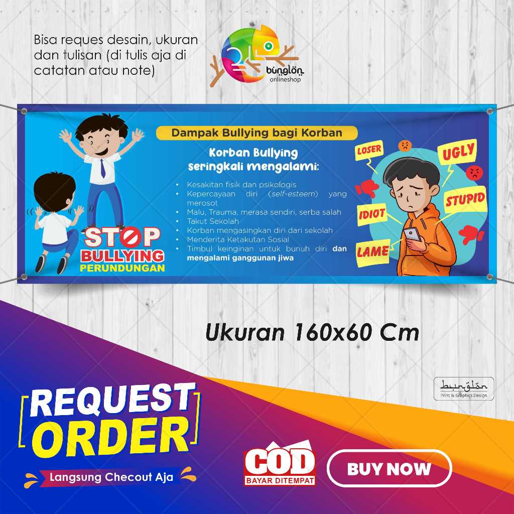 Jual Uk 160x60 Spanduk Stop Bullying Banner Stop Perundungan Dampak ... Jual Uk 160x60 Spanduk Stop Bullying Banner Stop Perundungan Dampak ...