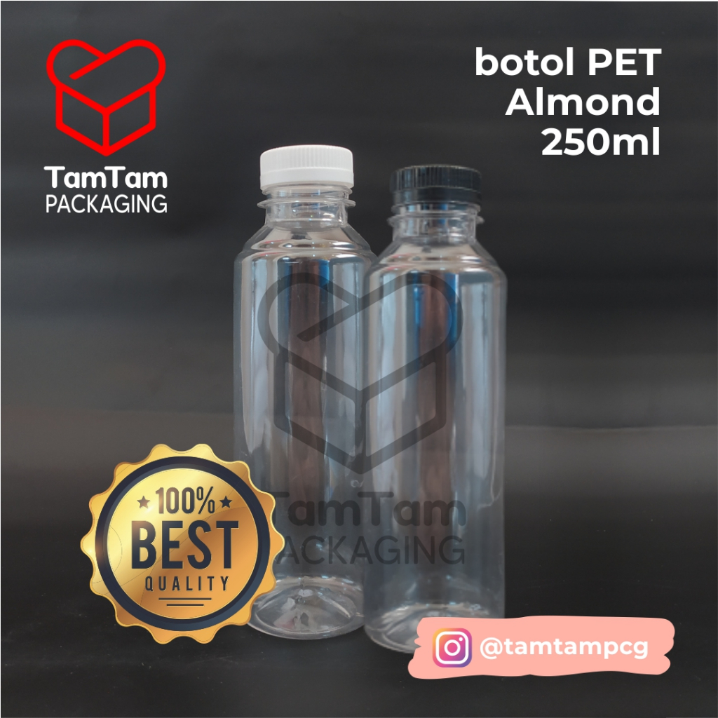 Jual Botol Almond 250 ml | Botol Plastik PET Almond 250 ml isi 10|20|50 PCS | Shopee Indonesia