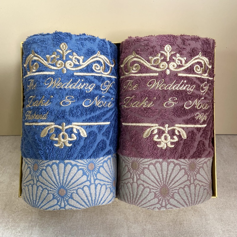 Jual Handuk Couple Wedding Design Handuk Bordir Nama Handuk seserahan ...