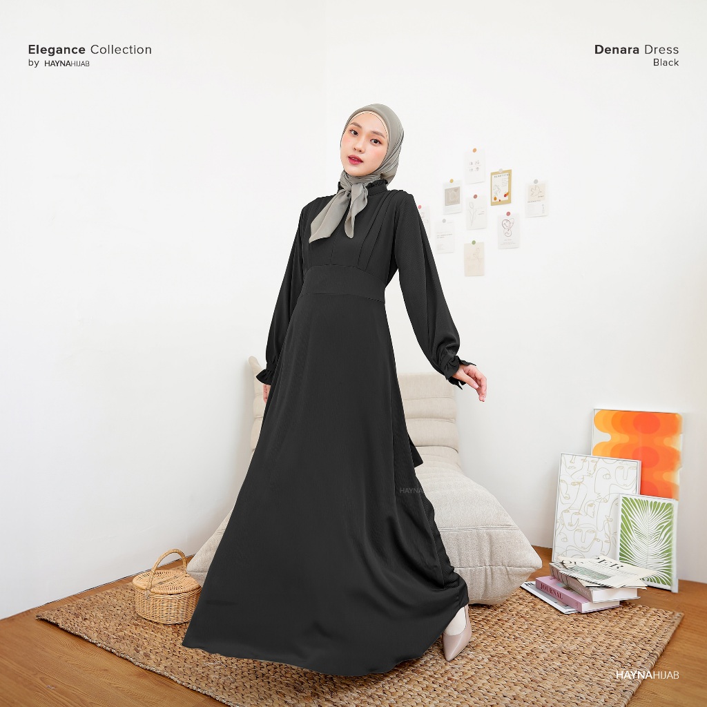 Jual HAYNA Denara Dress (Black) - Daily Dress Busui Friendly Gamis ...