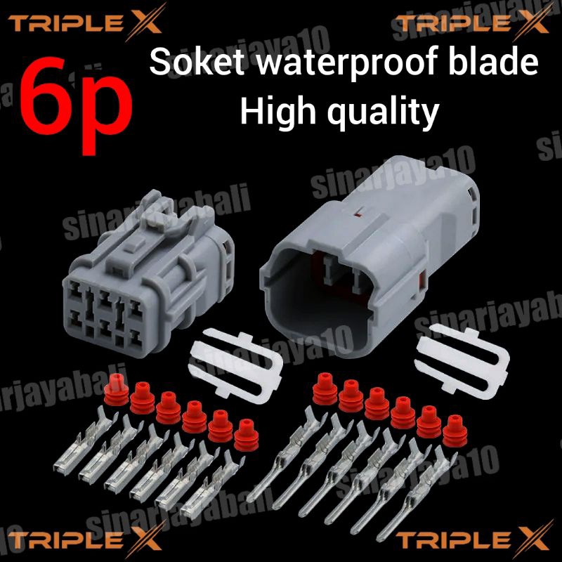 Jual soket 6pin socket konektor kabel waterproof anti air 6 pin 6p ...
