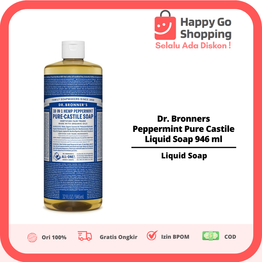 Jual Dr. Bronner's Sabun Cair Organik Peppermint Pure Castile 946ml | Shopee Indonesia