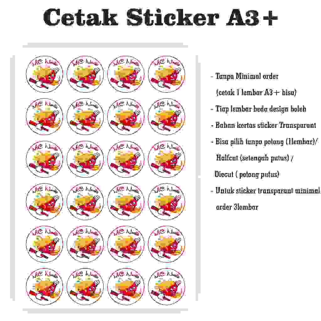 Jual Cetak Sticker A3+ transparant / Stiker Label Kemasan atau Produk ...