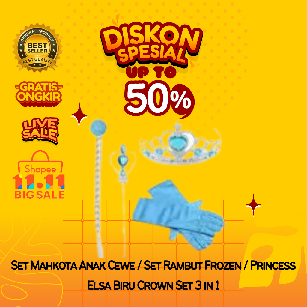 Jual Rambut Frozen elsa anna 3in1 & 4in1 (bando mahkota +rambut+tongkat ...