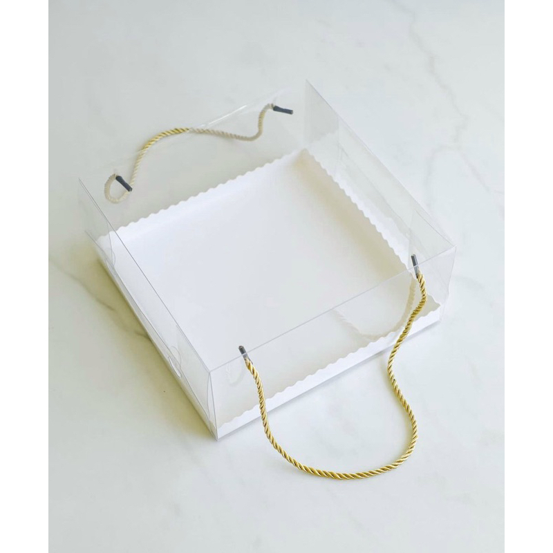 Jual Box Kotak Mika Transparan Handle Tali Tinggi 10cm Dus Mika Kotak ...