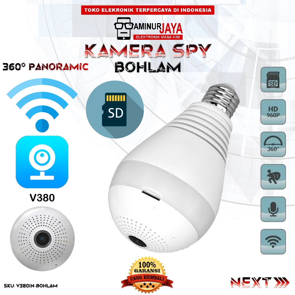 Jual Spy IP Camera CCTV Lampu Bohlam LED Full HD 1080P V380 Pro ...