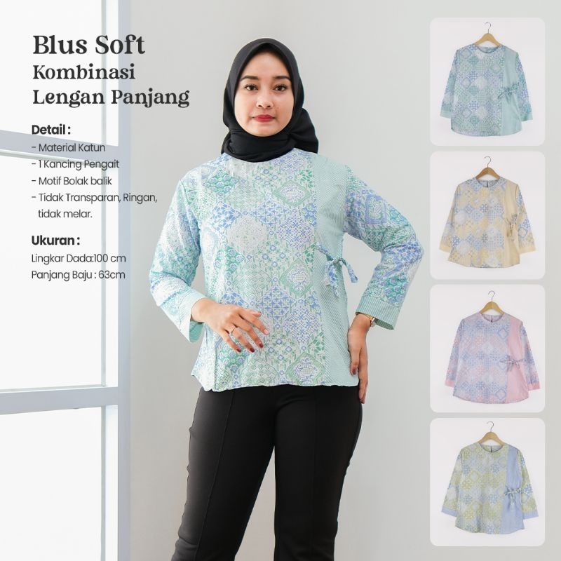 Jual Blus Batik Soft Lengan Panjang - Wahyu Kembar | Shopee Indonesia
