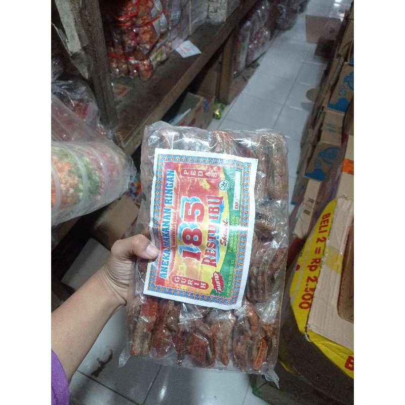 Jual Snack krupuk asbes abu" pedas cap Restu Ibu 1 pack isi 20 pcs ...