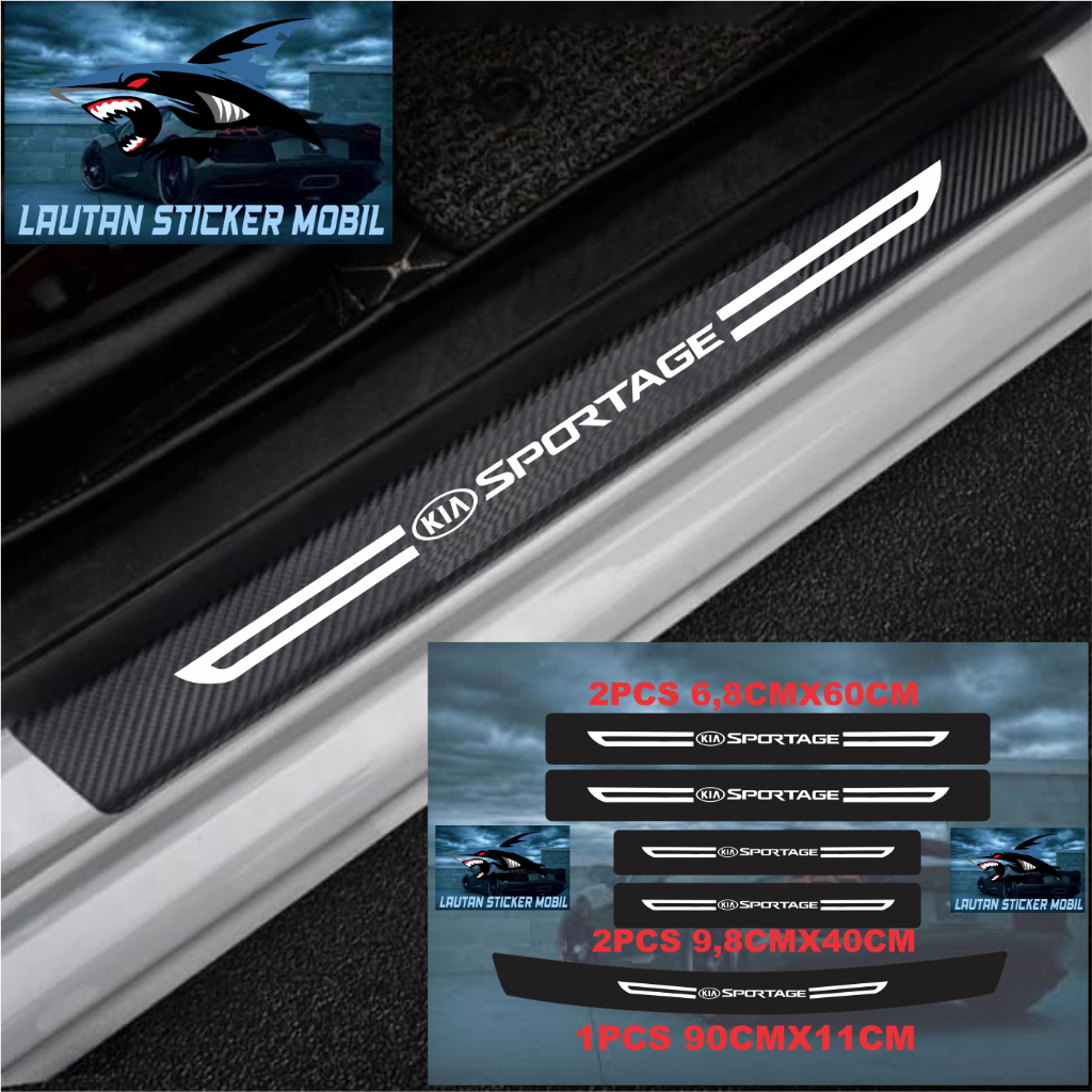 Jual 5 pcs cutting sticker sillplate bahan karbon 3d mobil sportage ...