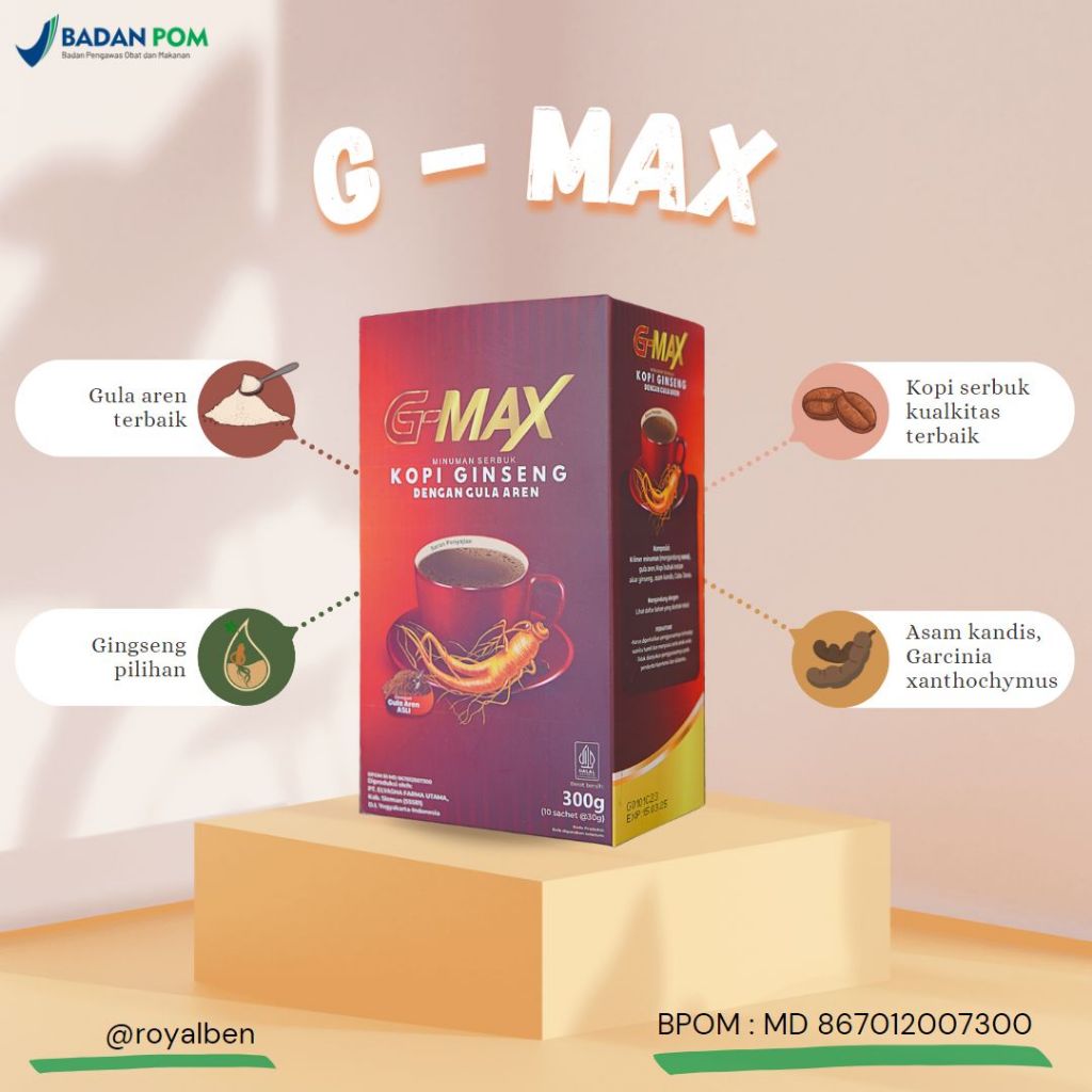 Jual G-MAX KOPI GINGSENG PENAMBAH STAMINA PRIA KOPI GINGSENG DAN GULA AREN KOPI PRIA KUAT DAN ...