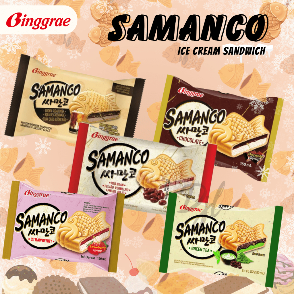 Jual Binggrae Samanco Ice Cream Sandwich With Filling Es Krim Import ...