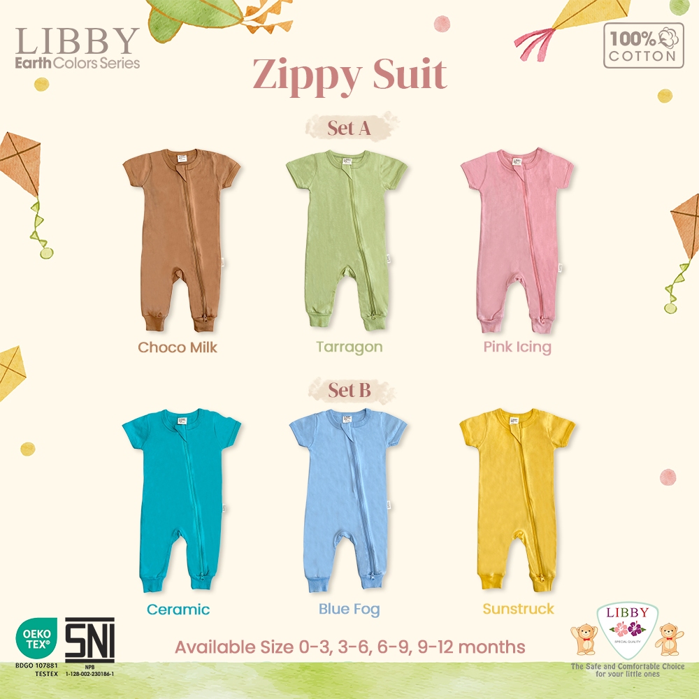 Jual Libby Zippy Suit Sleepsuit Warna Earth Series / Sleepsuit Bayi ...