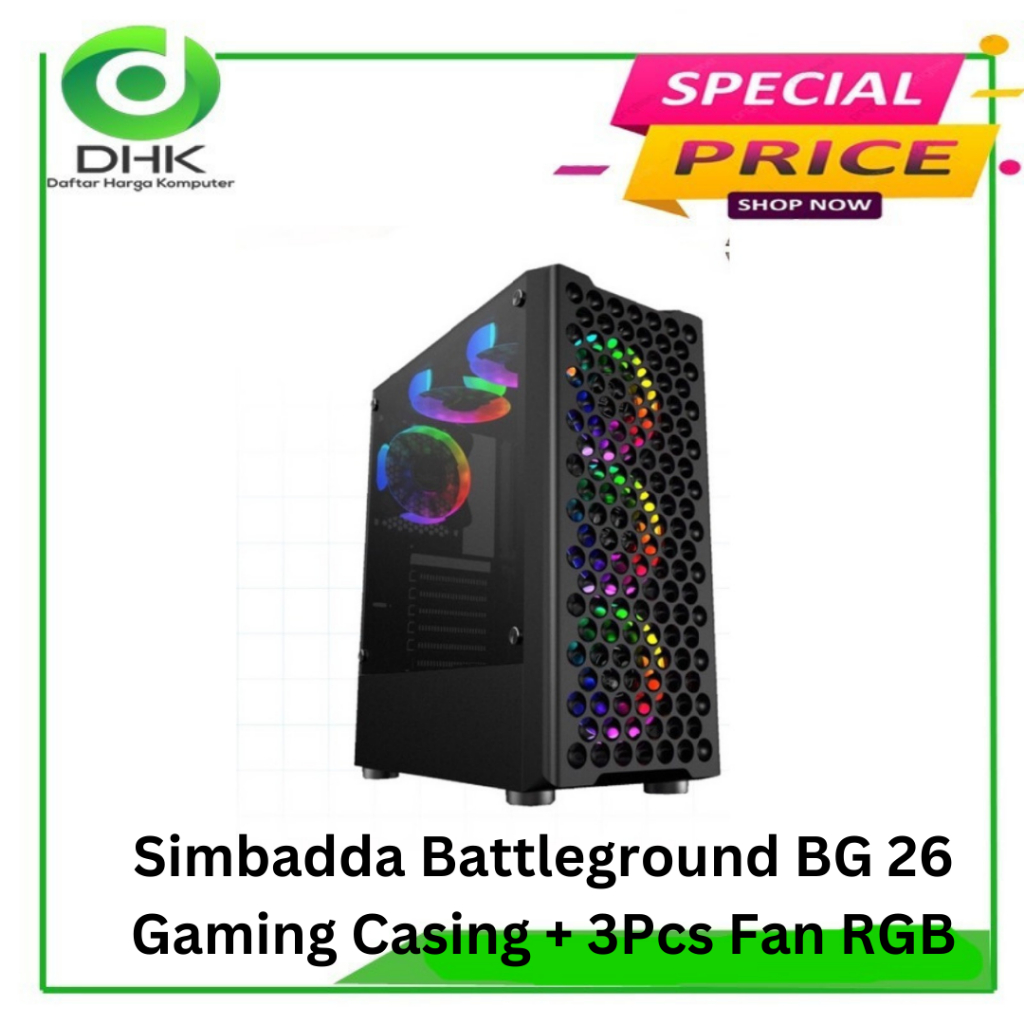 Jual Simbadda Battleground BG 26 Gaming Casing + 3Pcs Fan RGB | Shopee ...