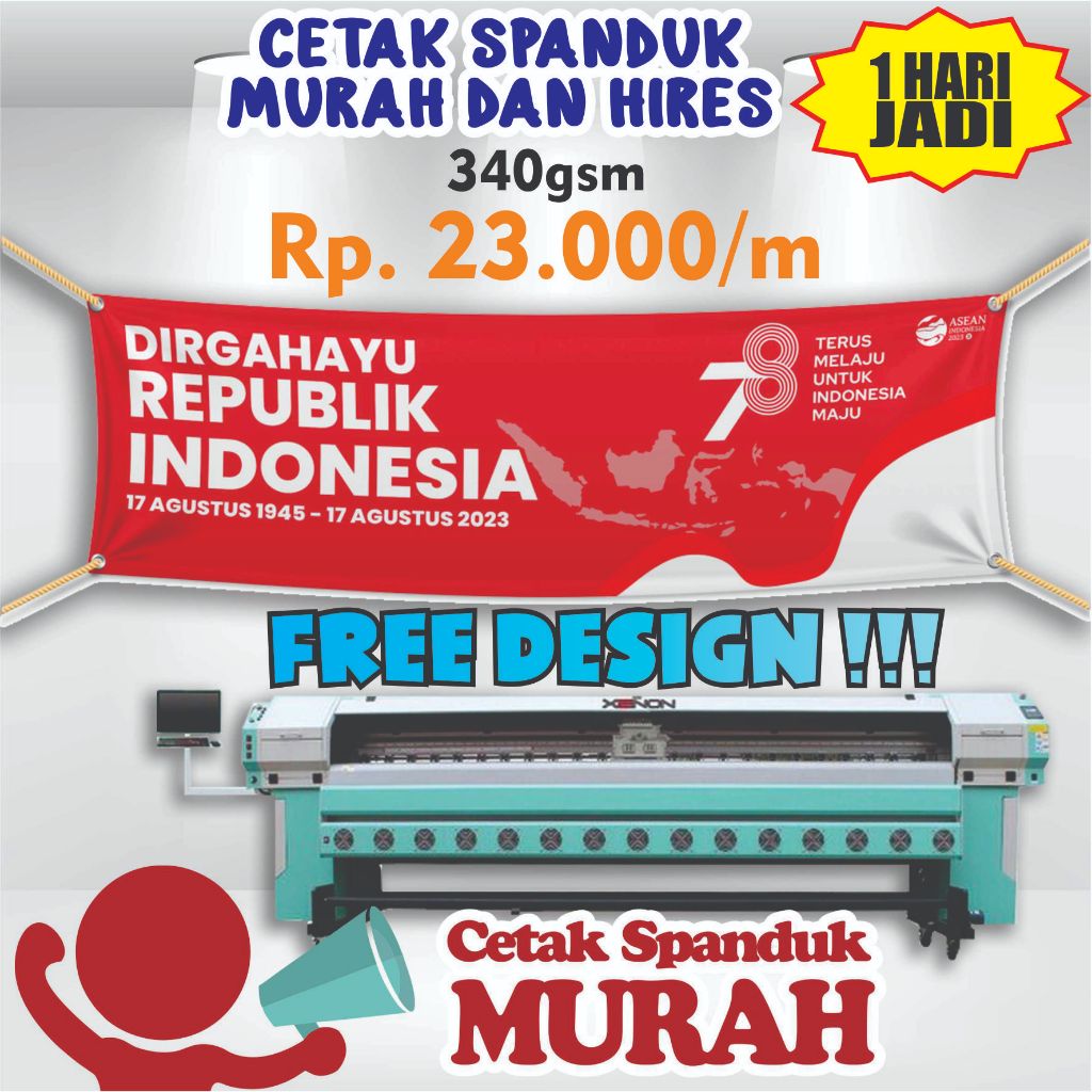 Jual [TEBAL 340GRAM,440GRAM, FREE DESIGN] CETAK SPANDUK/BANNER/BACKCROP 1 HARI JADI KUALITAS ...