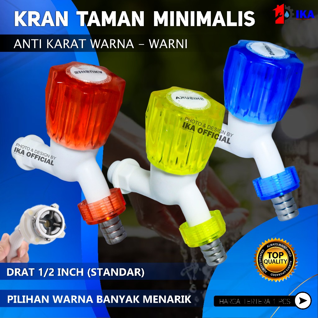 Jual Kran Tembok Air Plastik 1/2 putar / Kran Air Plastik 1/2" / Kran ...