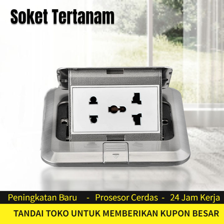 Jual 250V 16A Desktop Socket Power Outlet Pop-Up Standard Socket Floor Socket Universal Outlet ...