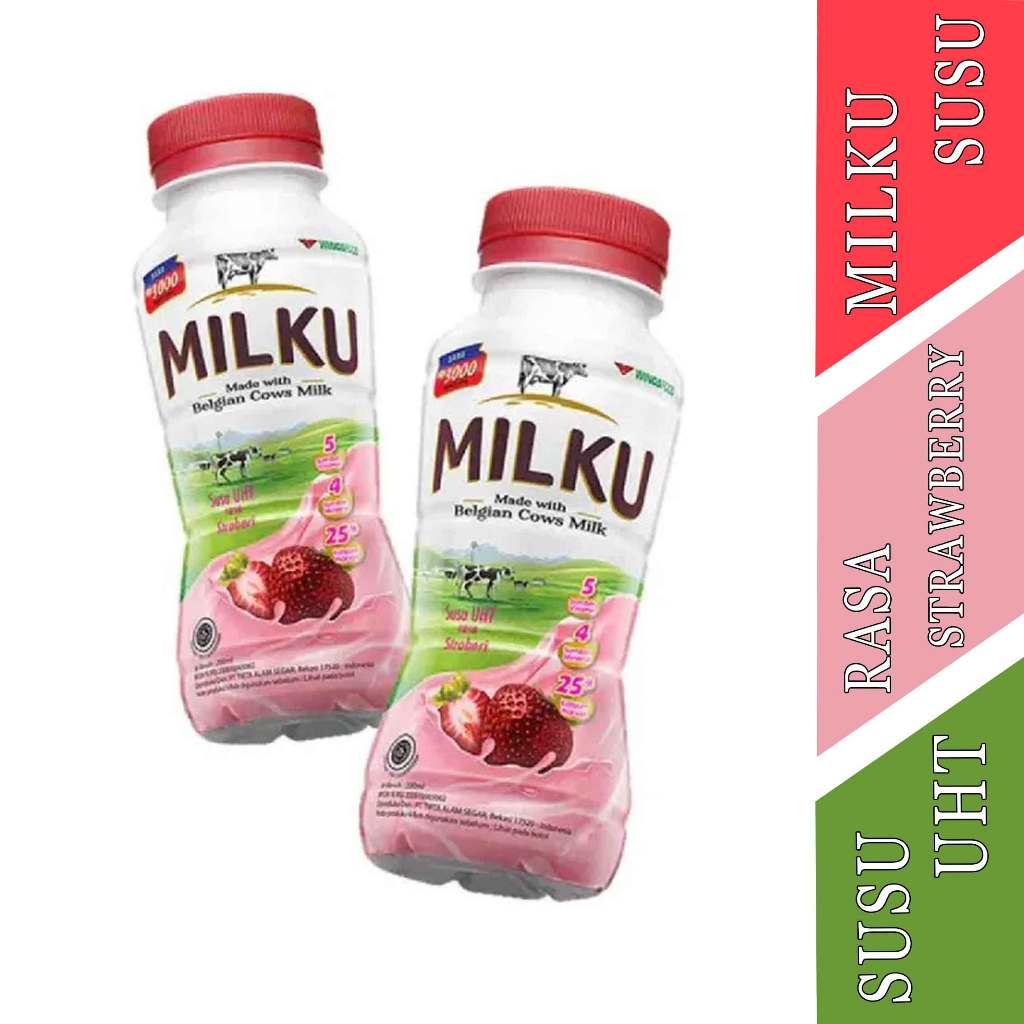 Jual Susu Rasa Strawberry - Milku - Minuman Susu UHT - 200ml | Shopee ...