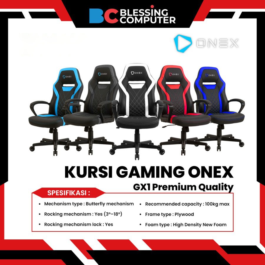 Jual KURSI GAMING ONEX GX1 Premium Quality - BLACK BLUE | Shopee Indonesia