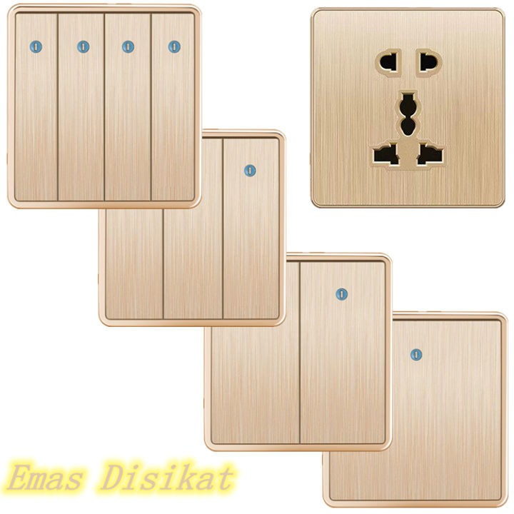 Jual Golden Brushed 1 2 3 Gang 1 Way Rocker Switch 10A Panel Saklar ...