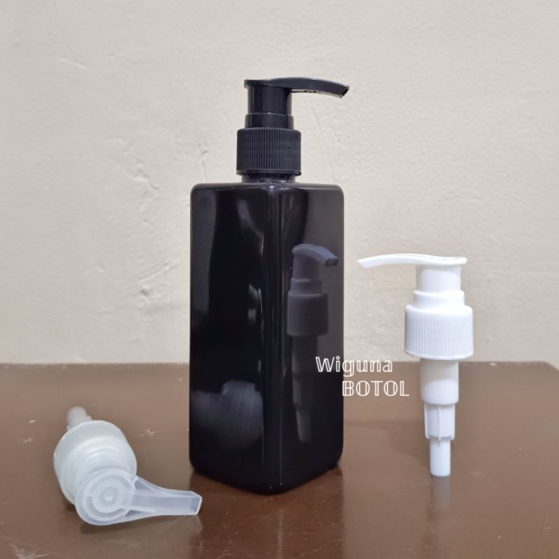 Jual Botol Pump 250ml Kotak Hitam / Botol Pet 250ml Model Kotak Tutup Pump Lotion | Shopee Indonesia