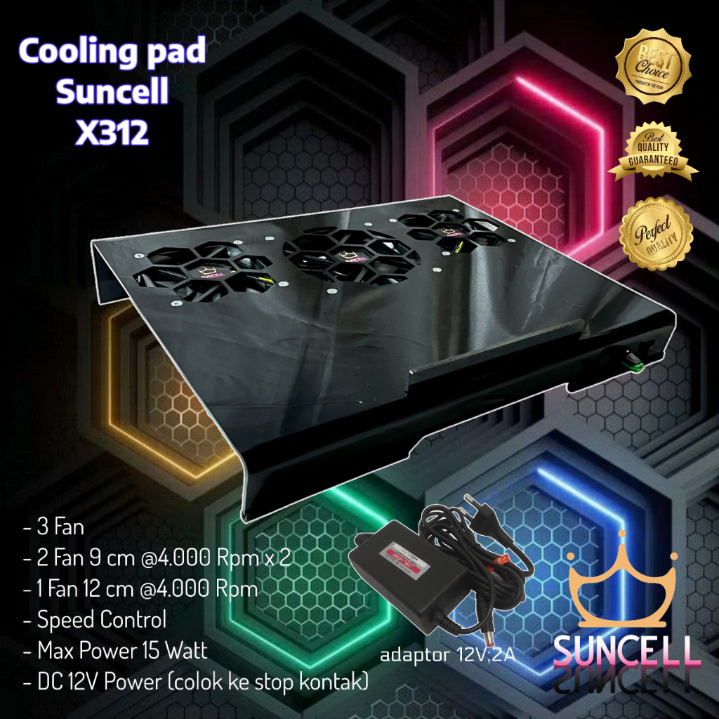 Jual cooling pad suncell X312 Silent Turbo untuk laptop gaming dan ...