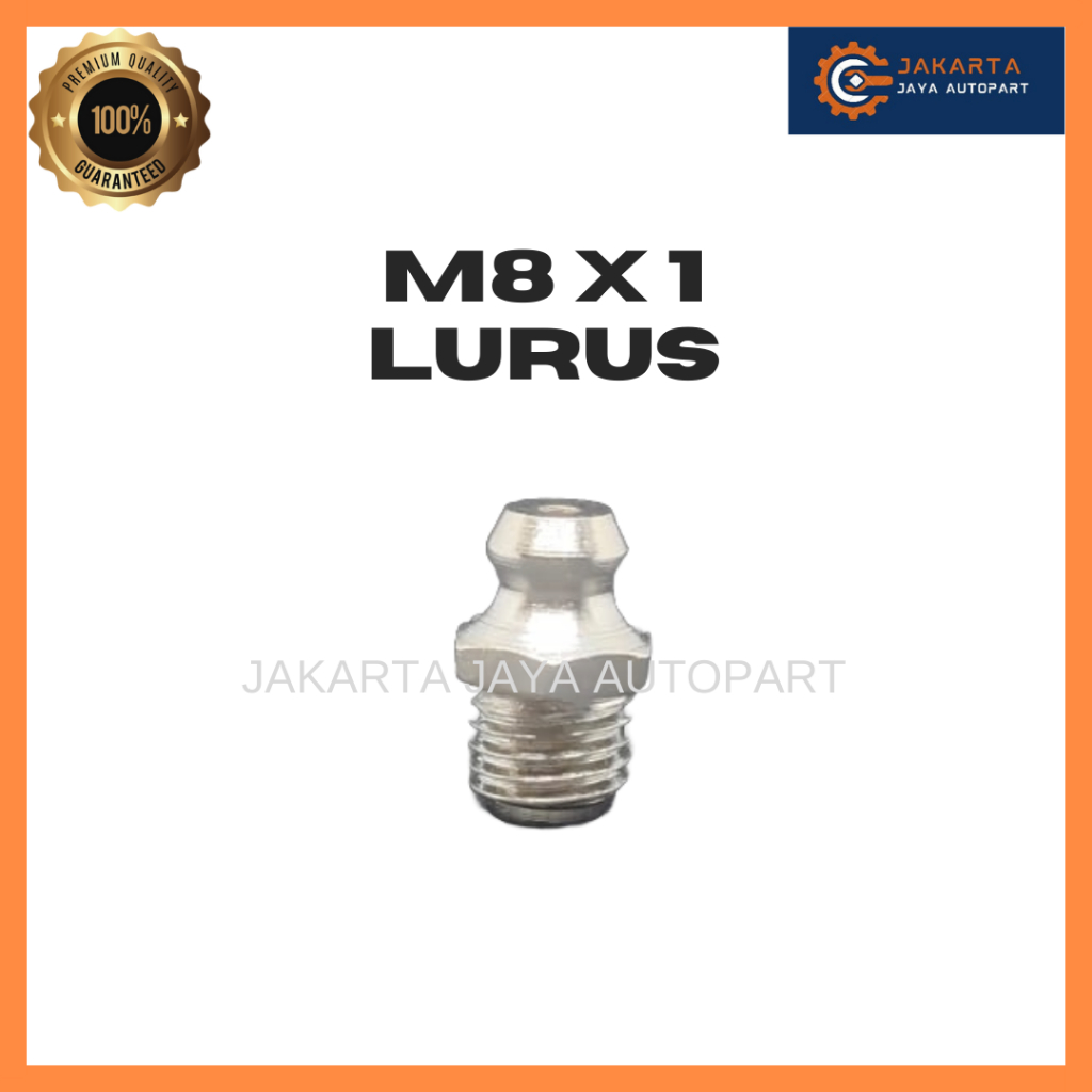 Jual NIPPLE GREASE LURUS M8*1 NEPEL GREASE M8*1 NEPEL GEMUK STEEL ...