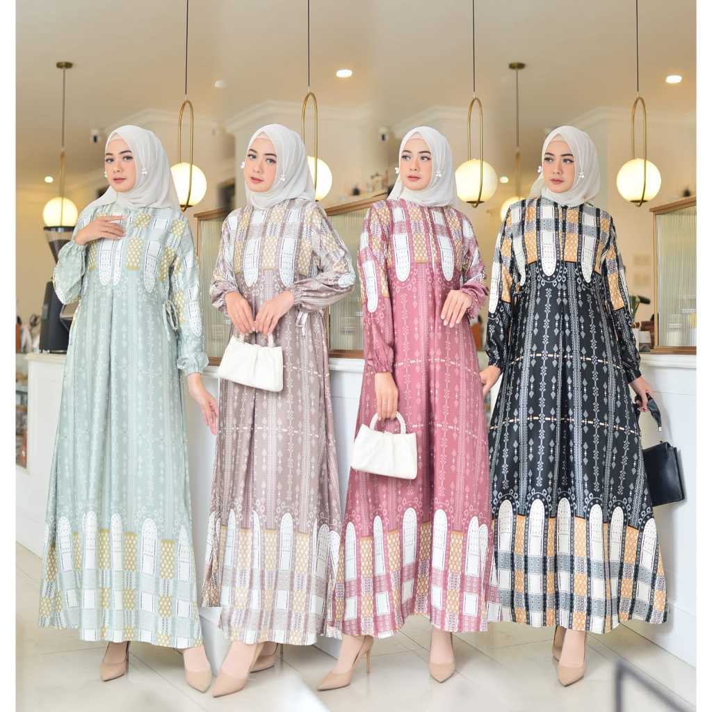Jual SUNNY Dress |Gamis Silk Premium|Gamis Motif Premium |Gamis Motif ...