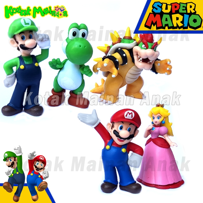 Jual Super Mario Bros Set 5 Premium Set Mainan Action Figure Bowser ...