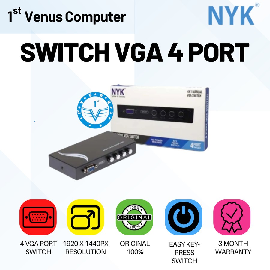 Jual SWITCH VGA 4 PORT NYK 4 INPUT 1 OUTPUT VGA SWITCH / CON99-CON ...