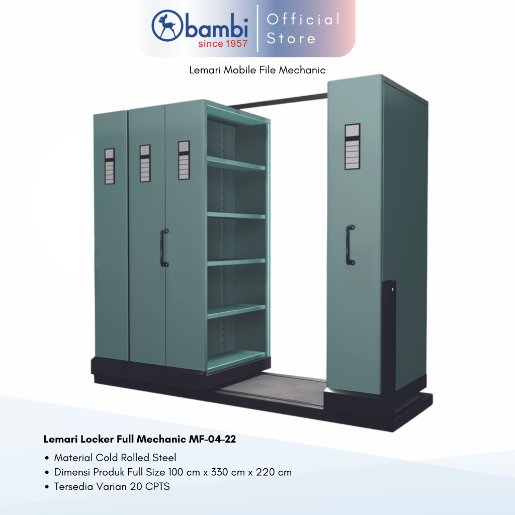 Jual Bambi Lemari Arsip Besi 20 CPTS Mobile File Manual kode Mf-4-22 ...