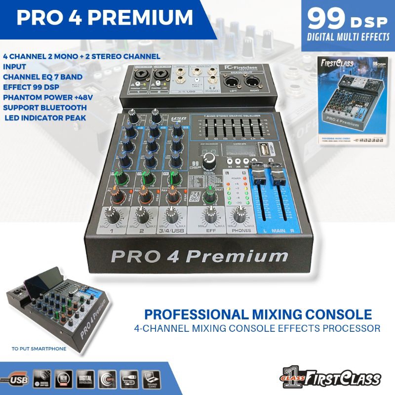 Jual Professional Mixer Audio 4 Channel Firstclass Pro 4 Premium | Mixer Pro 4Premium | Shopee ...