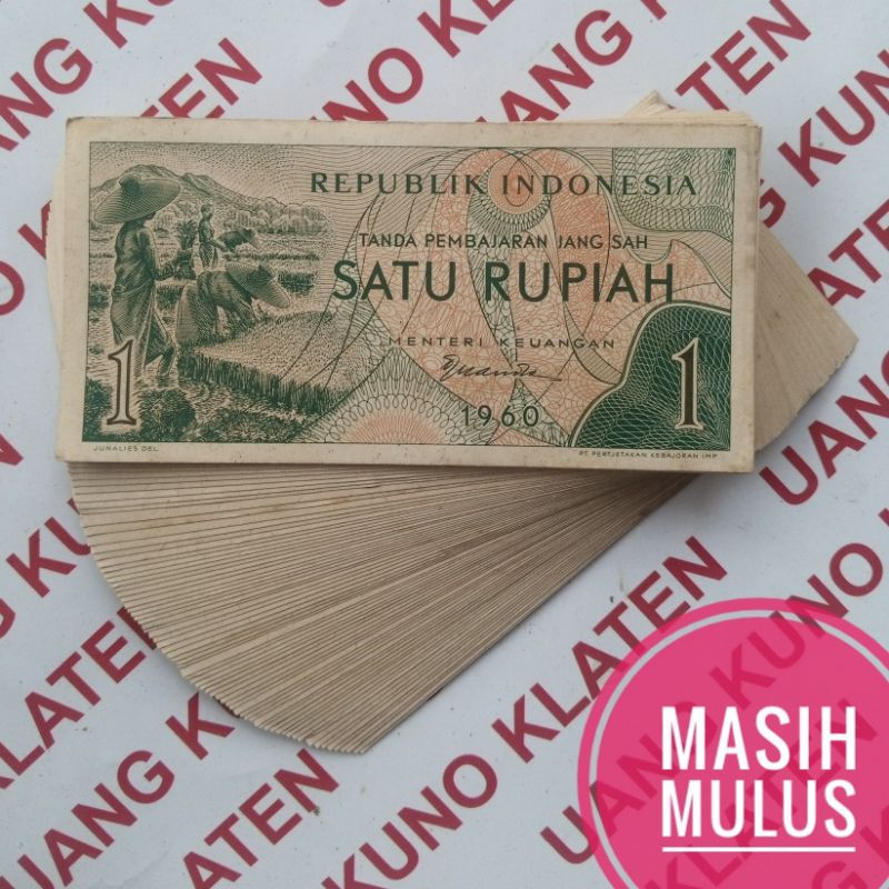 Jual Asli Mulus 1 Rupiah Tahun 1960 Rp Seri Sandang Pangan Uang Kertas ...