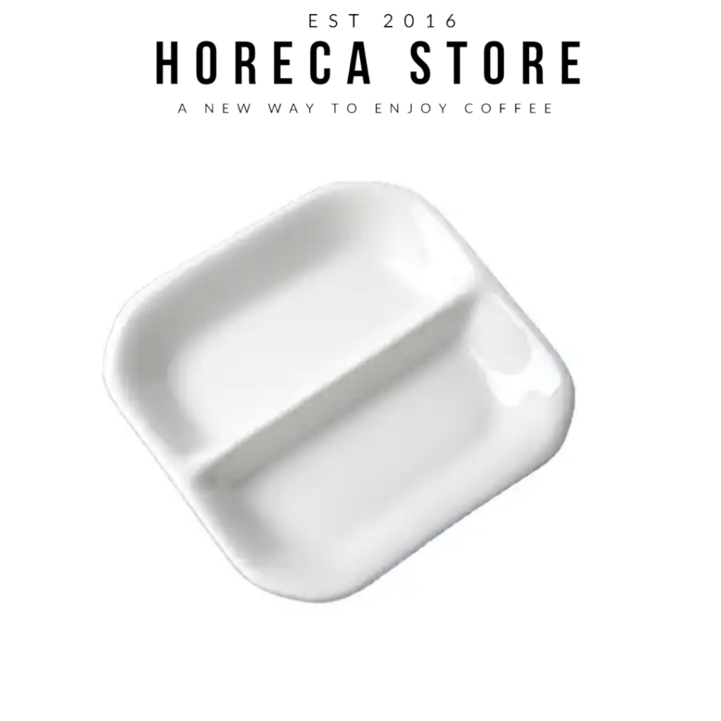 Jual Sauce Dish Divided Side / Piring Saus 2 sisi Ceramic 2 Bagian ...