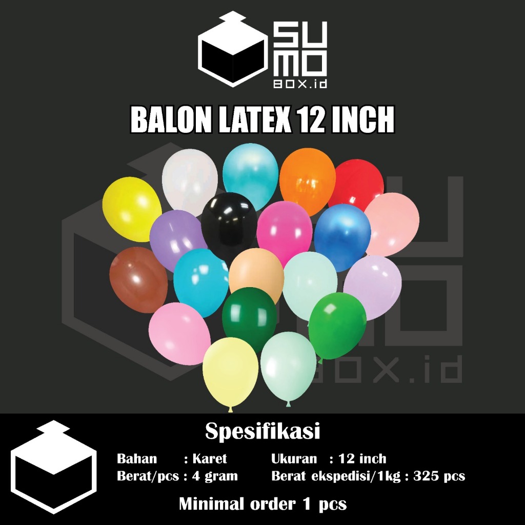 Jual Balon Latex TEBAL ukuran 12 Inch Berat 2,8gram / Balon Ulang Tahun ...