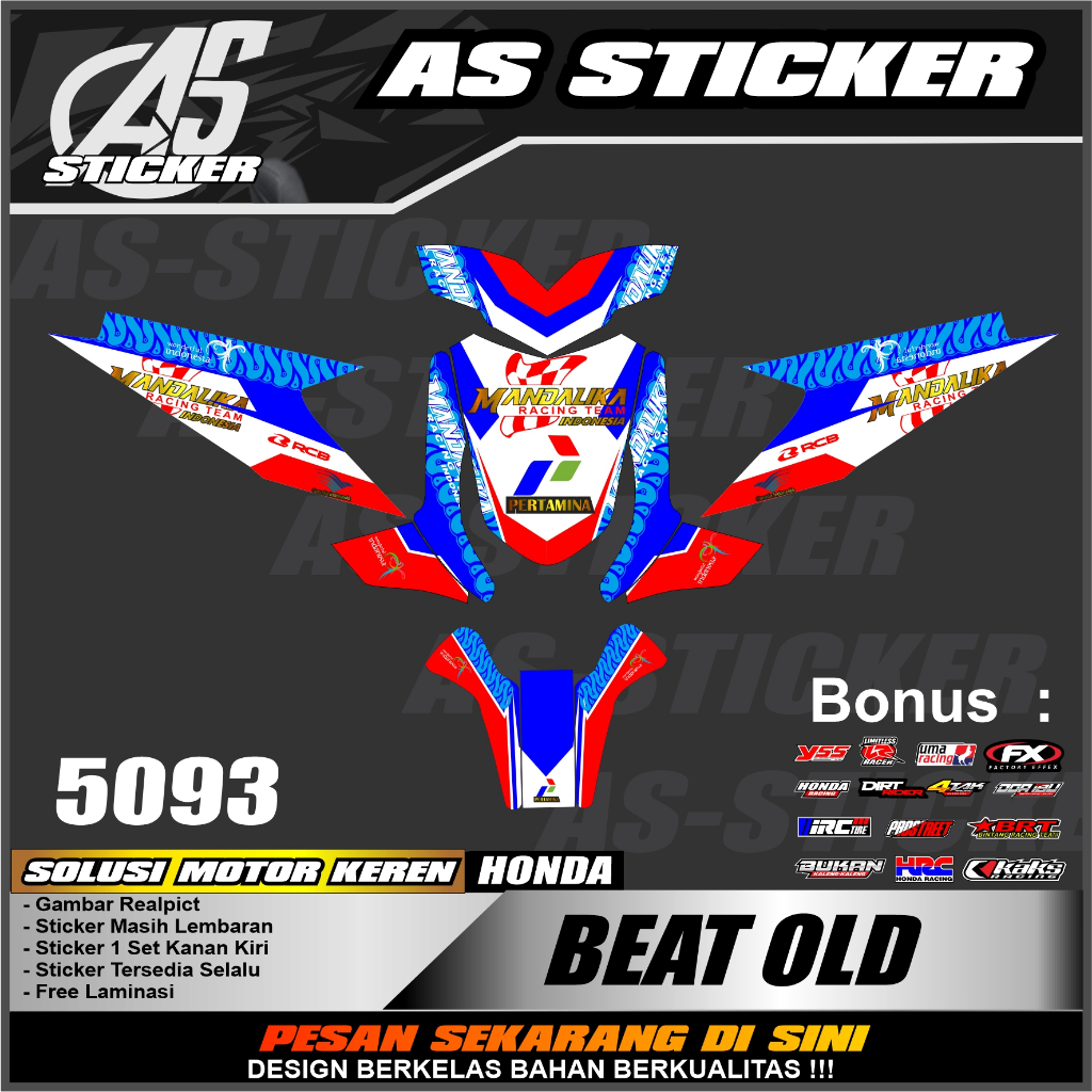 Jual 5093a Decal Motor Beat Old Beat Lama Beat Karbu Desain Mandalika ...