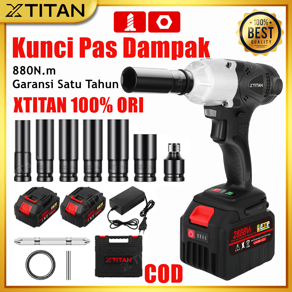 Jual 【COD+Dikirim Dalam 24 Jam】XTITAN 688/988/2888VF Cordless Kunci Impact 880NM 1/2 Inch Kunci ...