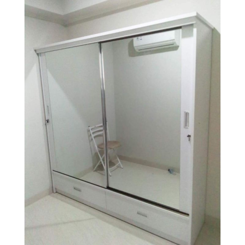 Jual lemari sliding 2 pintu cermin jumbo | lemari pakaian pintu 2 ful ...