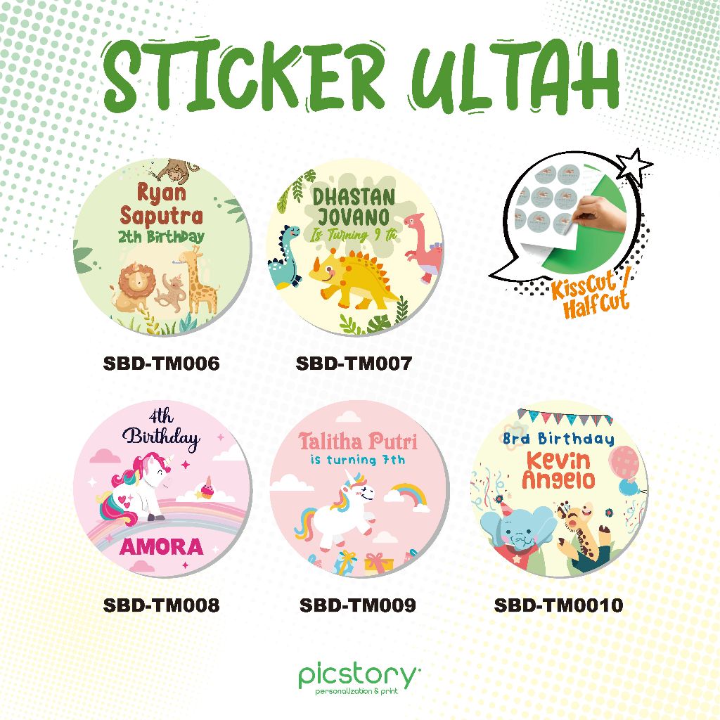 Jual Stiker Bulat Ulang Tahun Anak / Cetak Sticker Ultah Birthday ...