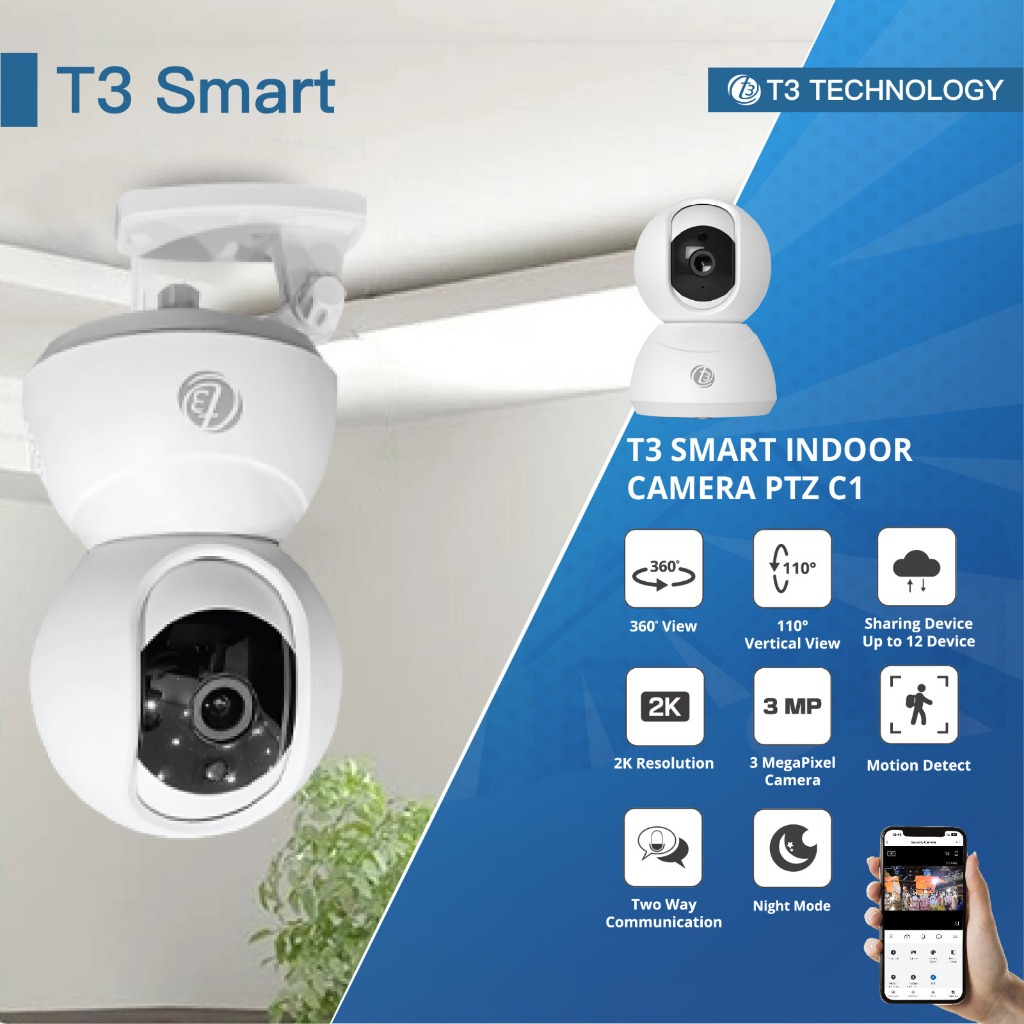 Jual T3 Smart 2K CCTV IP WIFI Camera Rotasi 360 Panoramic 3MP Tuya ...