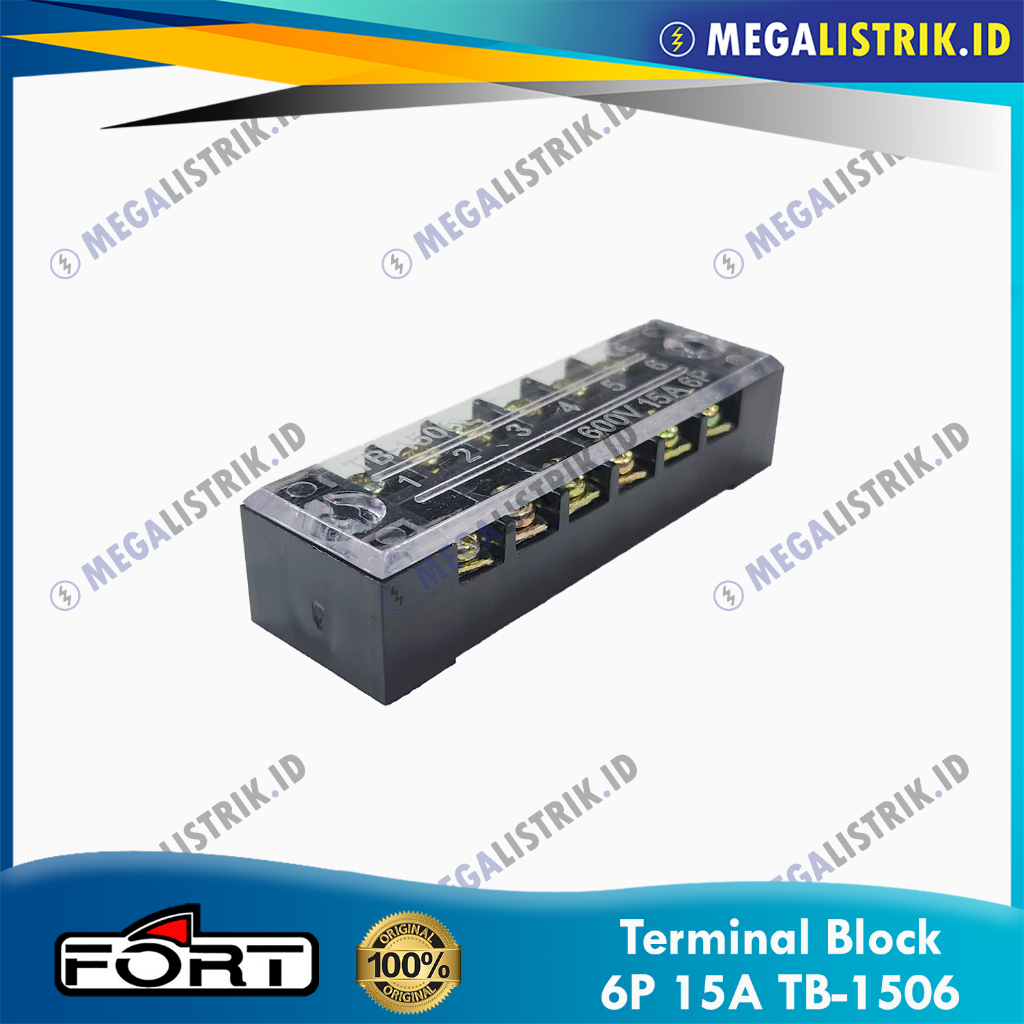 Jual FORT TERMINAL BLOCK 6P 15A TB-1506 / TERMINAL BLOK KACA 6 POLE 15 AMPERE TB1506 | Shopee ...