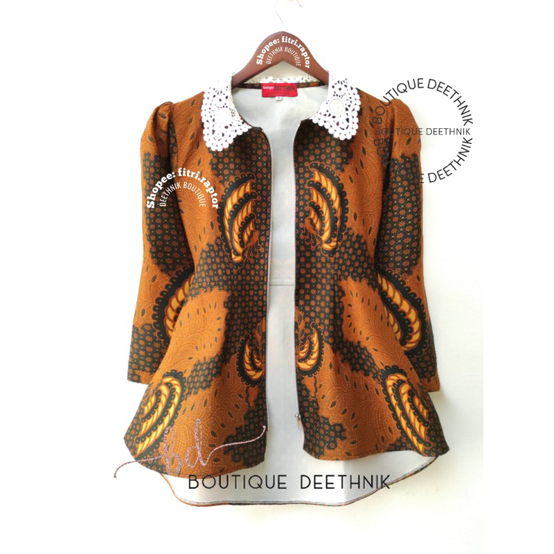 Jual Deethnik baju batik model peplum warna sogan bahu kerut batik ...
