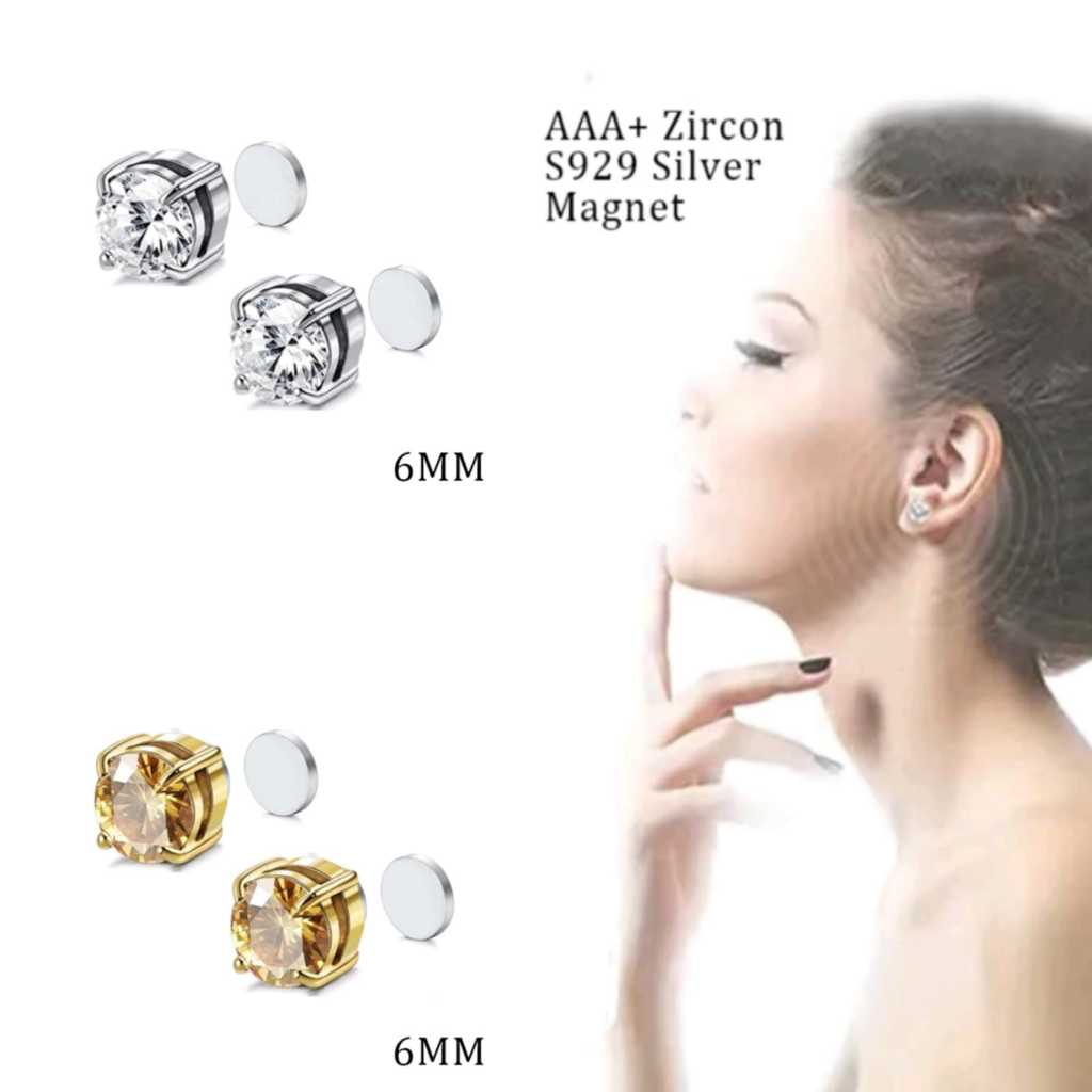 Jual Sepasang Anting Magnet 925 Perak Cubic Zirconia Anting Magnet ...