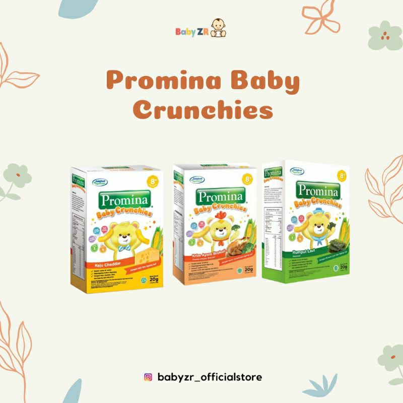 Jual promina Baby Crunchies Keju Cheddar/ Krim Ayam/ Rumput Laut 20gr ...