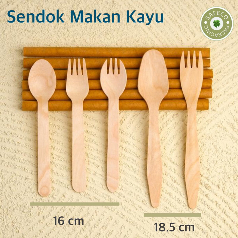 Jual Sendok Garpu Makan Kayu Cover Sendok Kayu Disposable Wooden ...