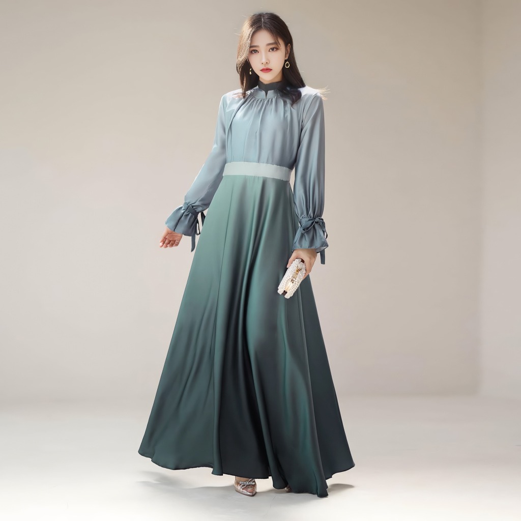 Jual Demore Gracia Shade Dress Silk Gradasi Gaun Wanita Elegan ...