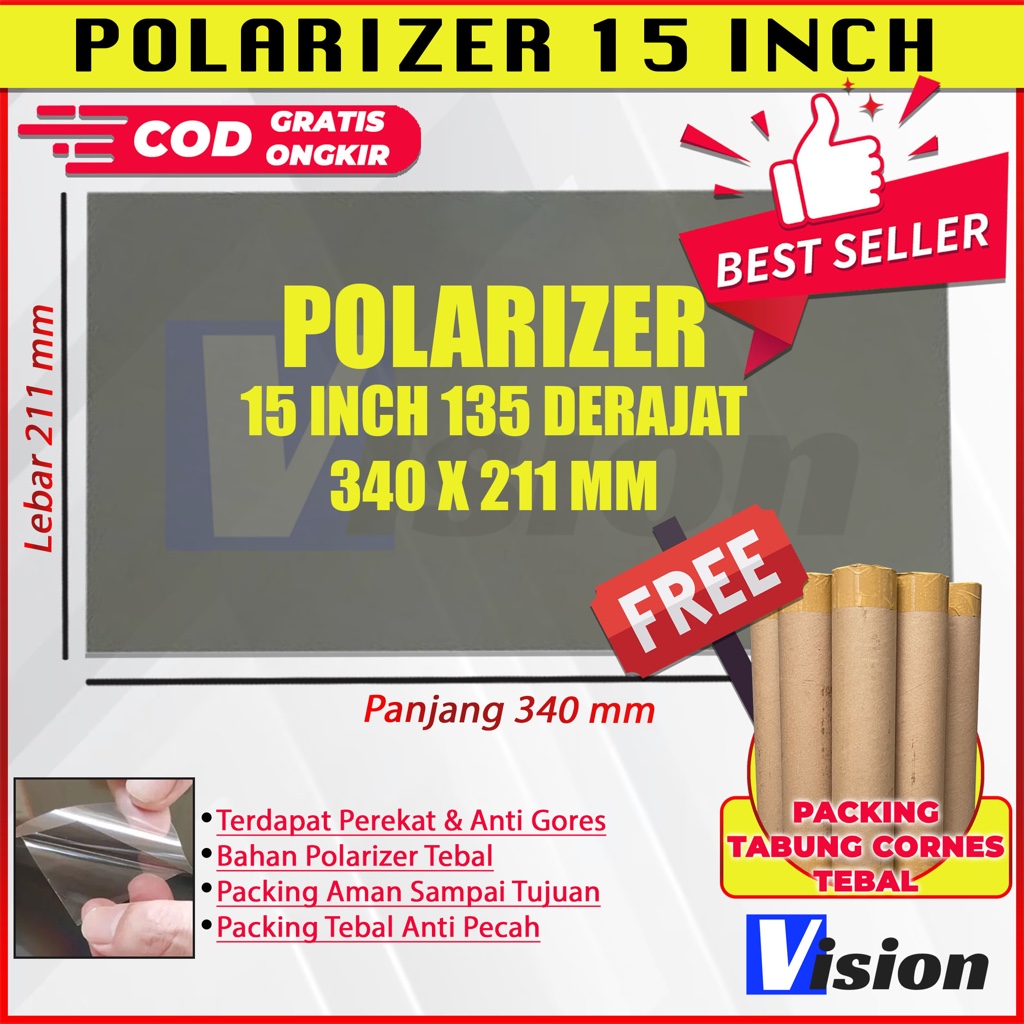 Jual POLARIZER LCD MONITOR 15 INCH 135 DERAJAT polariser LCD LED 15 ...