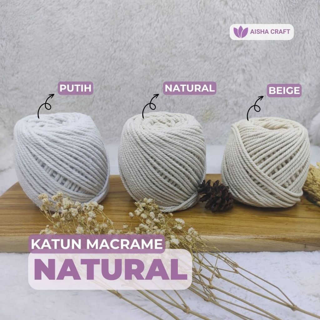 Jual Tali Katun Macrame Natural 2MM / 3MM / 4MM 3PLY 100GR Berkualitas ...