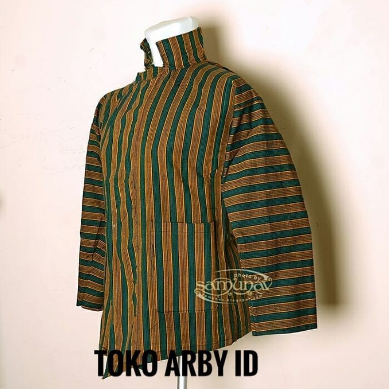 Jual Baju Jawa Pria Dewasa Motif Lurik Coklat Bahan Tenun Halus Pakaian ...